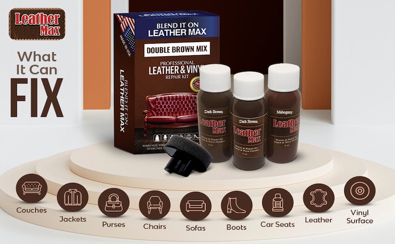 Leather Max Double Dark Brown Mix Vinyl and Leather Repair Kit - for ...