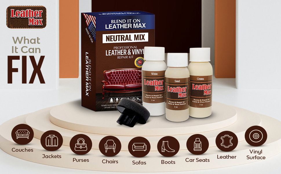 Leather Max Neutral Mix Vinyl and Leather Repair Kit - for Your ...