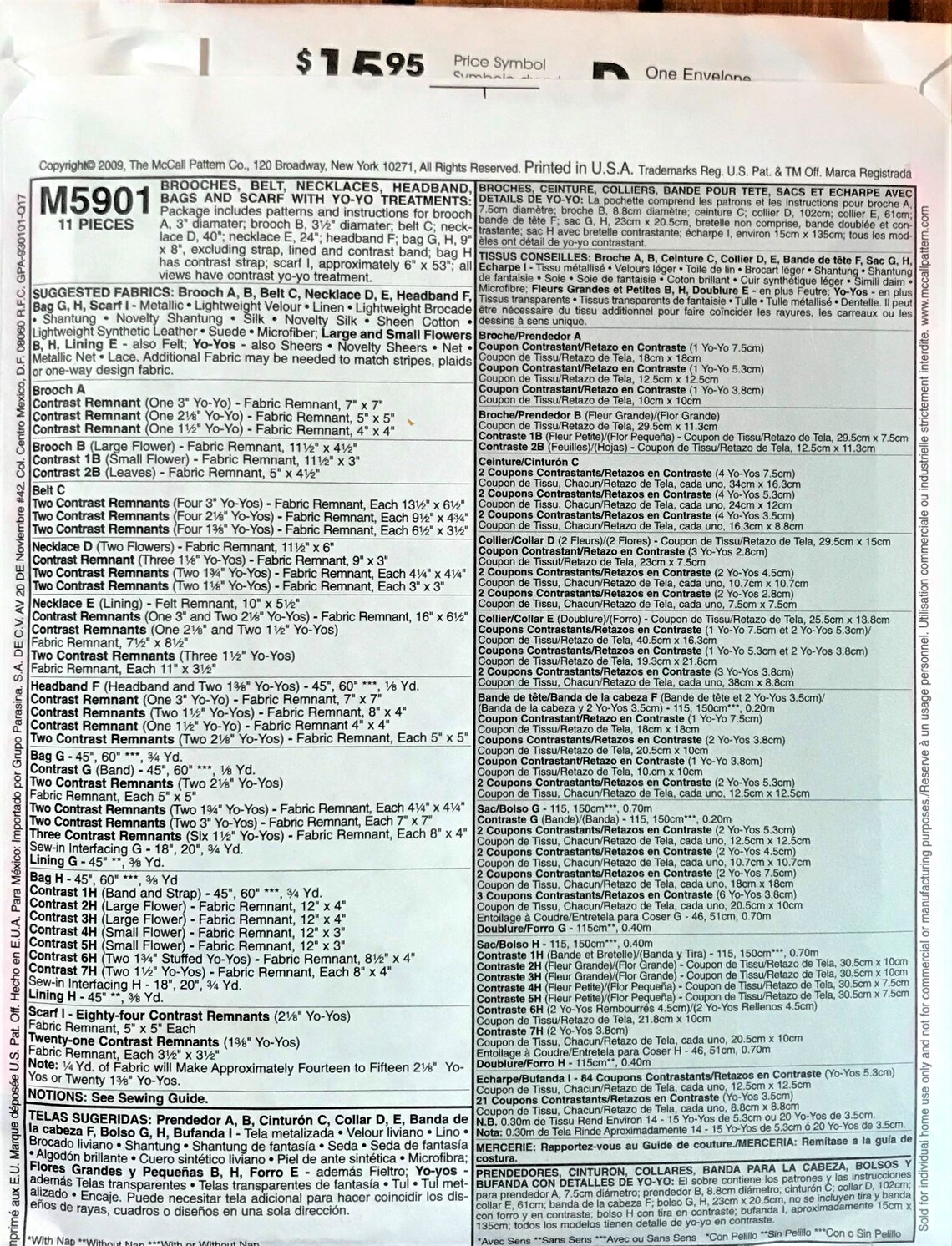 Mccall's 5901 Sewing Pattern for Bags Brooches Belt - Etsy