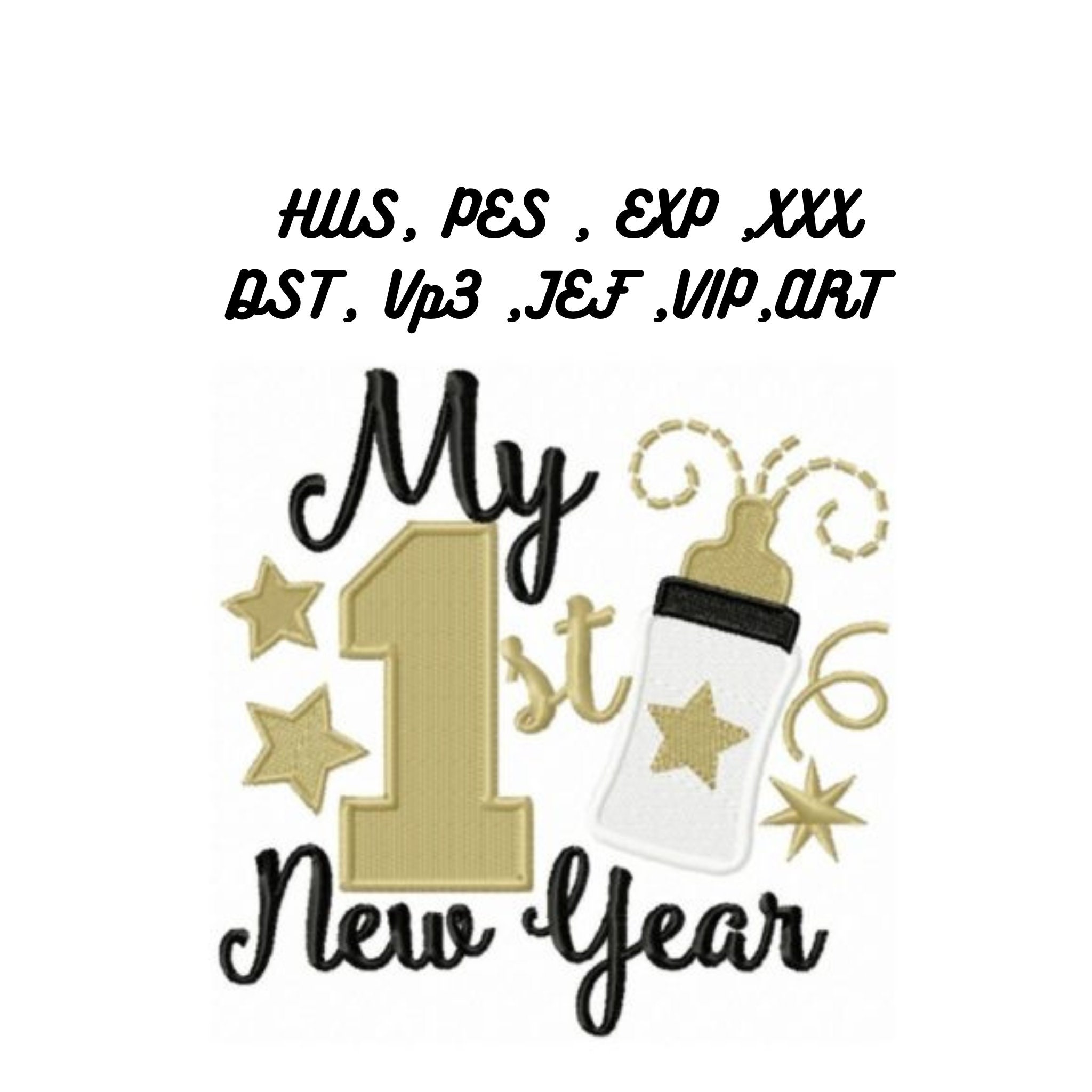 My First New Year Embroidery Design, Baby Applique (digital Download ...