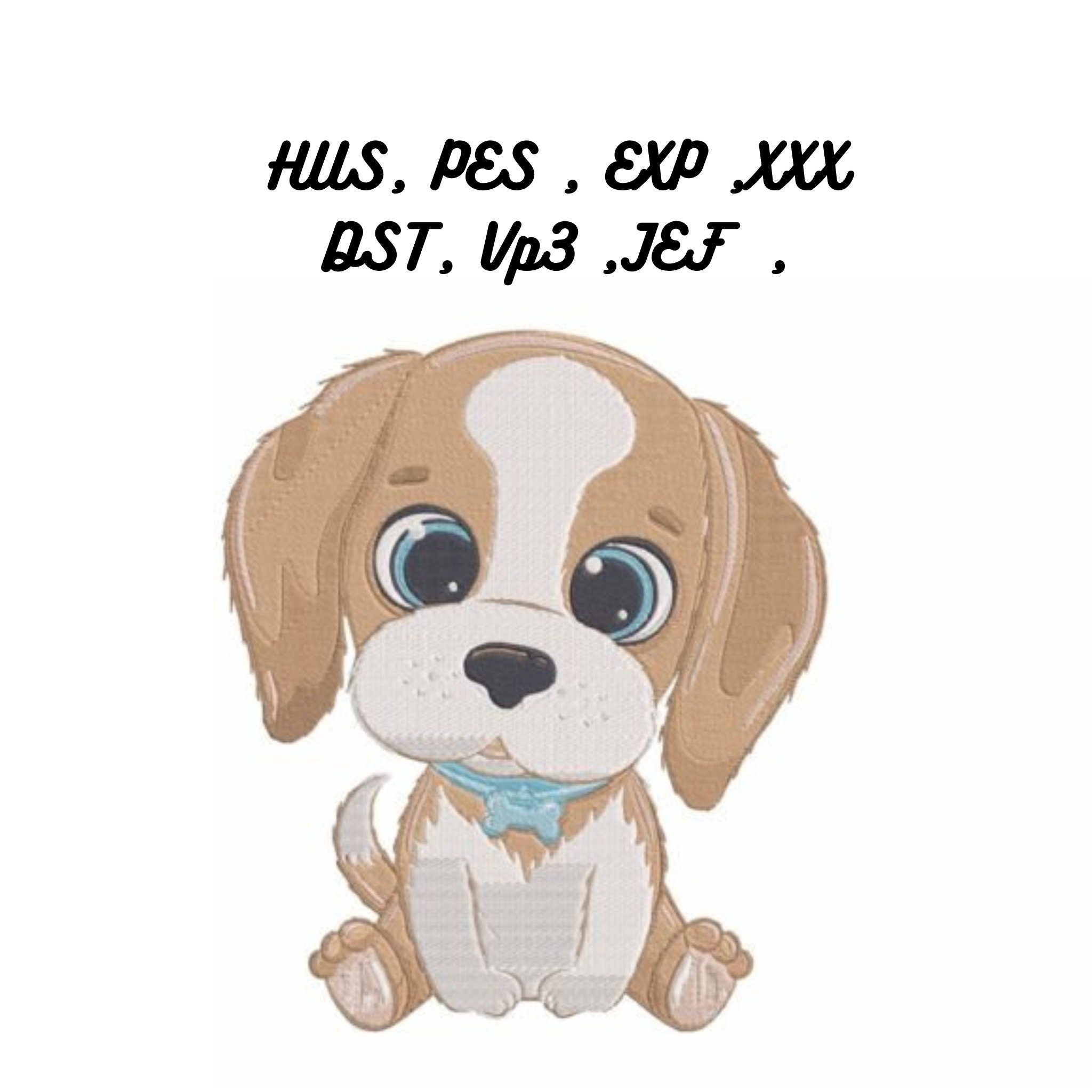 Cute Puppy Embroidery Design 3 Sizes Machine Embroidery Design - Etsy