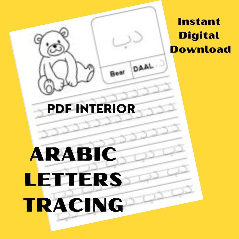 Arabic Alphabet ,tracing Plus Animal Words ,PDF Interior ,instant ...