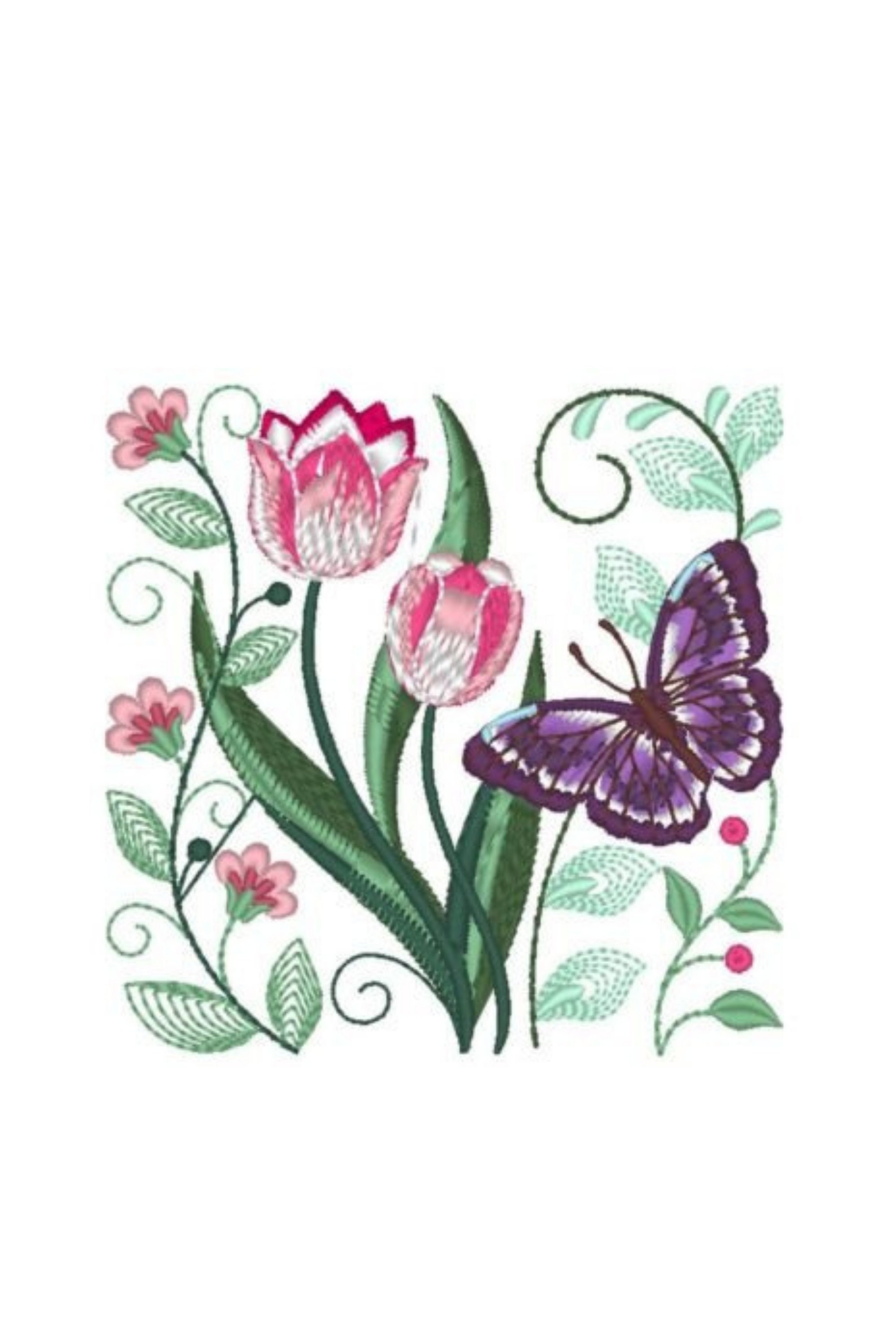 Flower and Butterfly Machine Embroidery Design (instant Download) - Etsy