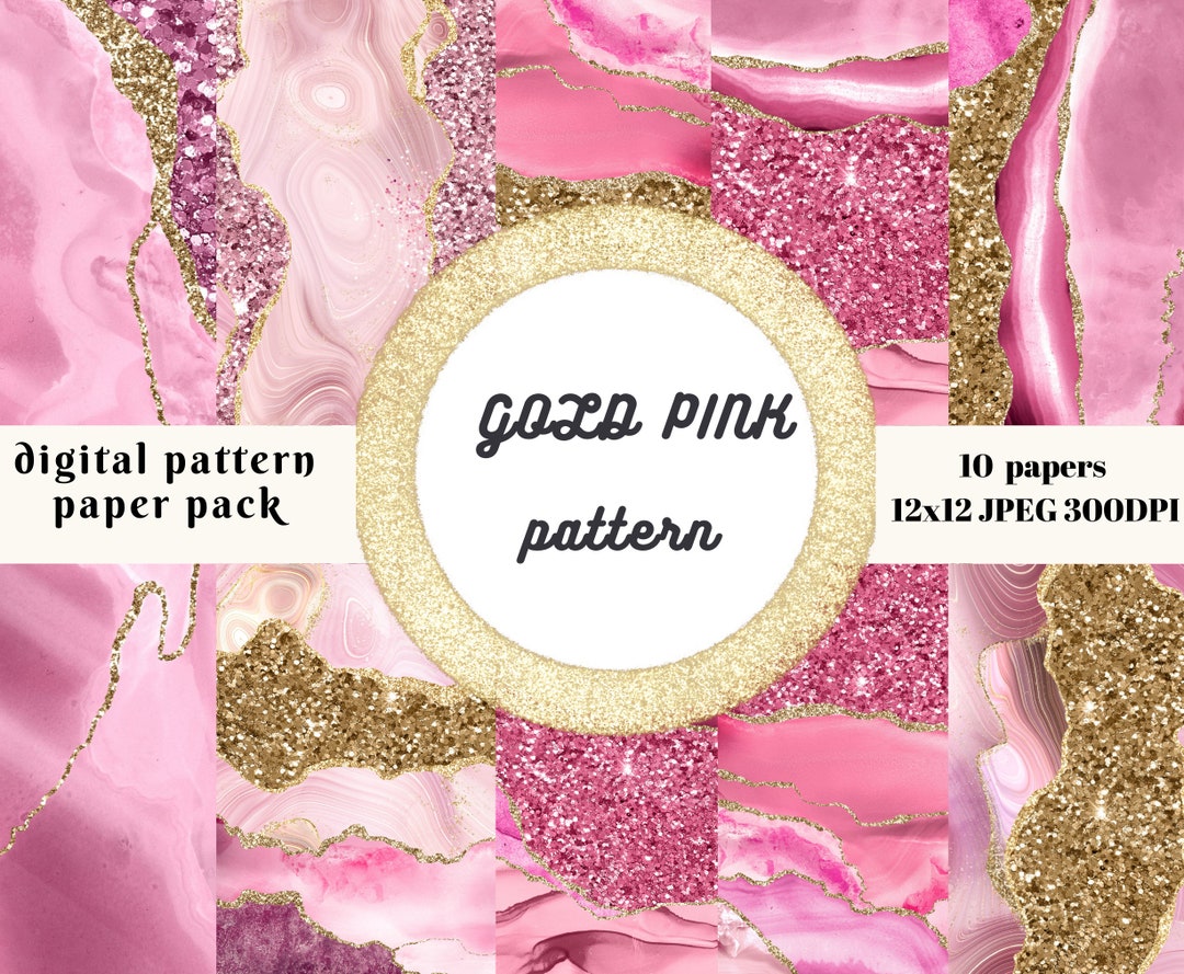 Pink Gold Pattern,10 Paper Pack Digital, Paper Pack ,12X12 ,printable ...