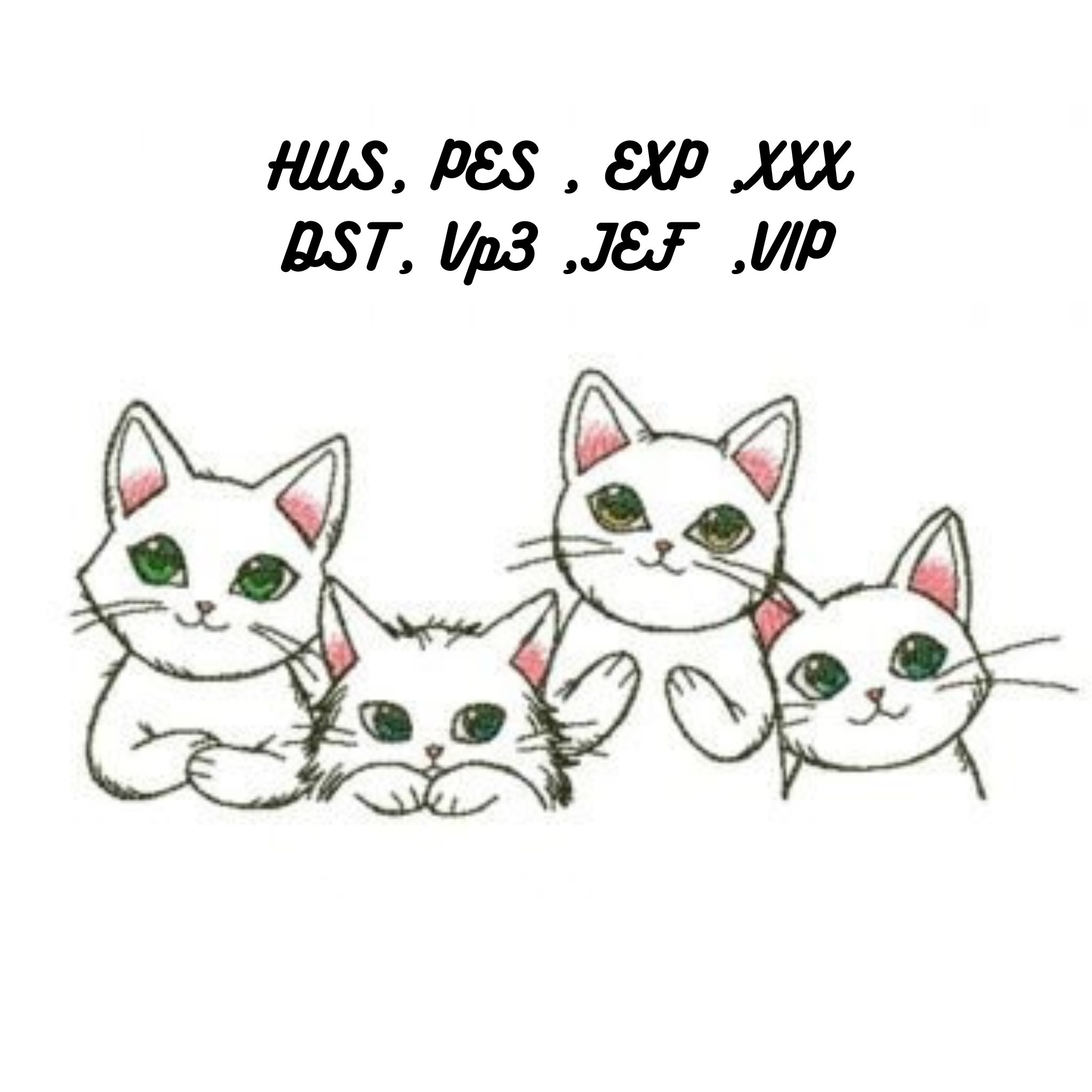 Cute Cats Embroidery Design ,instant Download ,digital Download, Gift ...