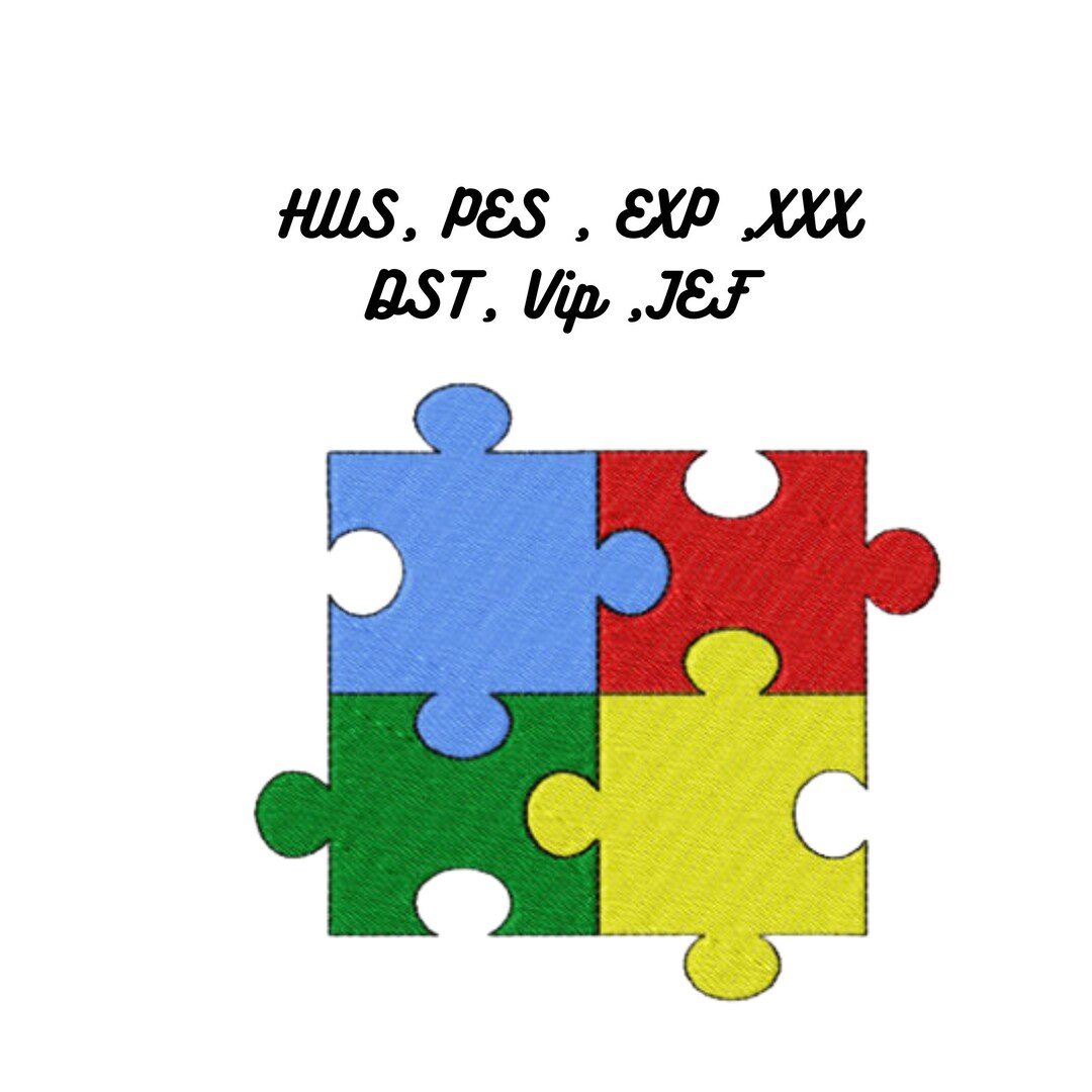 Autism Embroidery Design, Puzzle Piece Embroidery, Machine Embroidery ...