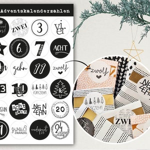Advent Calendar Numbers Sticker Sheet Number Stickers - Etsy