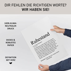 Poster "RUHESTAND" | Definition Rente Geschenk Lieblingsmensch Rentner ...