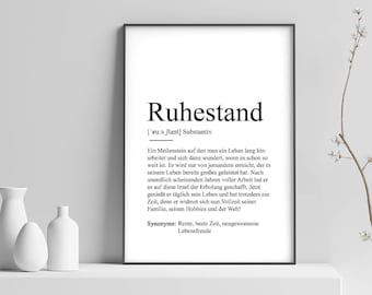 Personalisiertes Bild Definition RUHESTAND Geburtstag Bedanken Geschenk ...