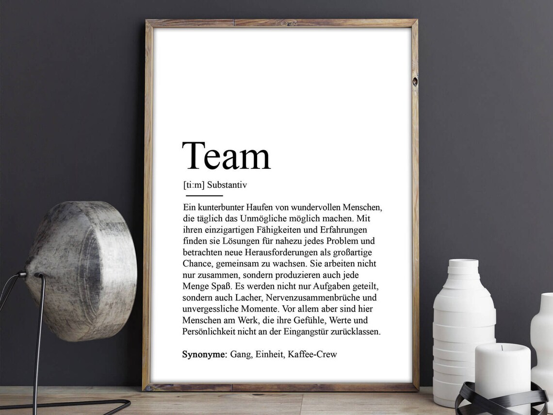 Affiche "ÉQUIPE" Définition | Merci cadeau anniversaire superviseur ...