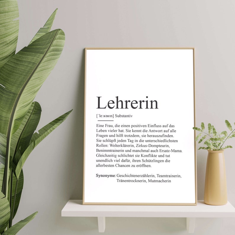 Poster "LEHRERIN" Definition | Grundschule Geschenk Bedanken Schule ...