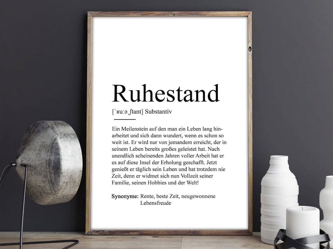 Poster RUHESTAND Definition Rente Geschenk - Etsy.de