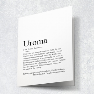 KARTE "UROMA" Definition | Bedanken Beste Großmutter Geschenk Grußkarte ...