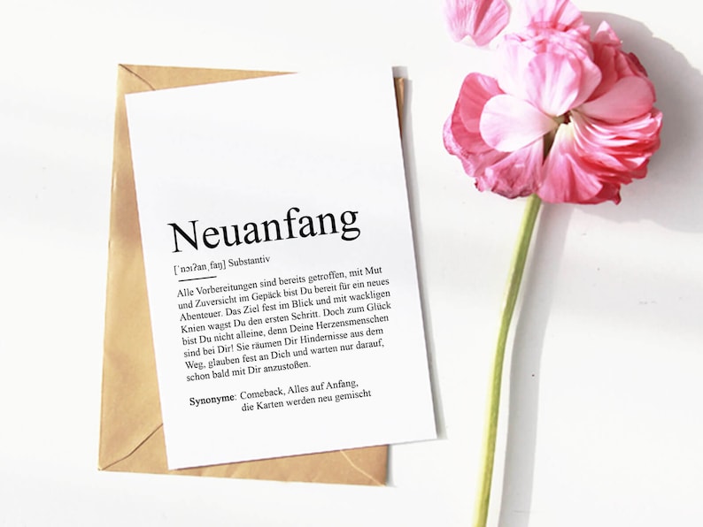 KARTE NEUANFANG Definition Mutmacher Aufmuntern - Etsy.de
