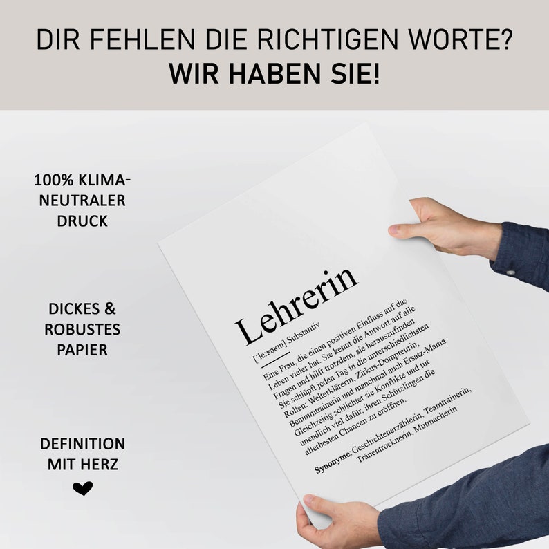 Poster "LEHRERIN" Definition | Grundschule Geschenk Bedanken Schule ...