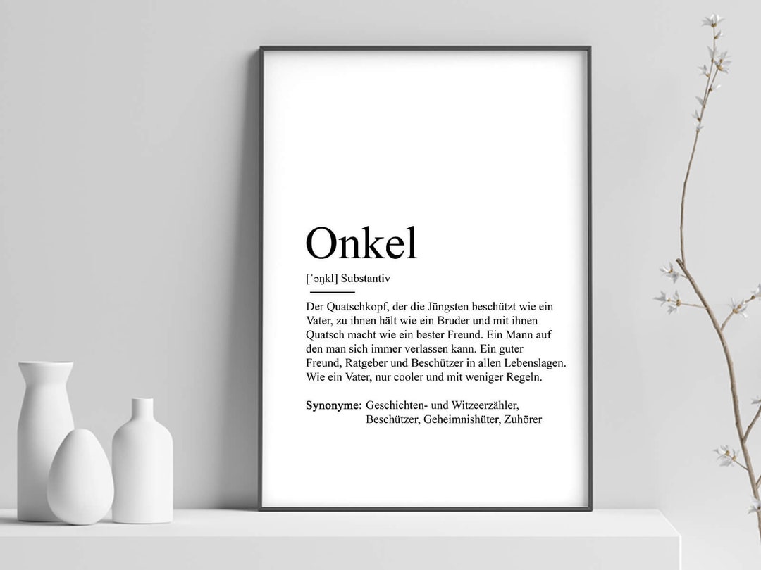Poster "ONKEL" Definition | Bedanken Geschenk Schwangerschaft Vorfreude ...