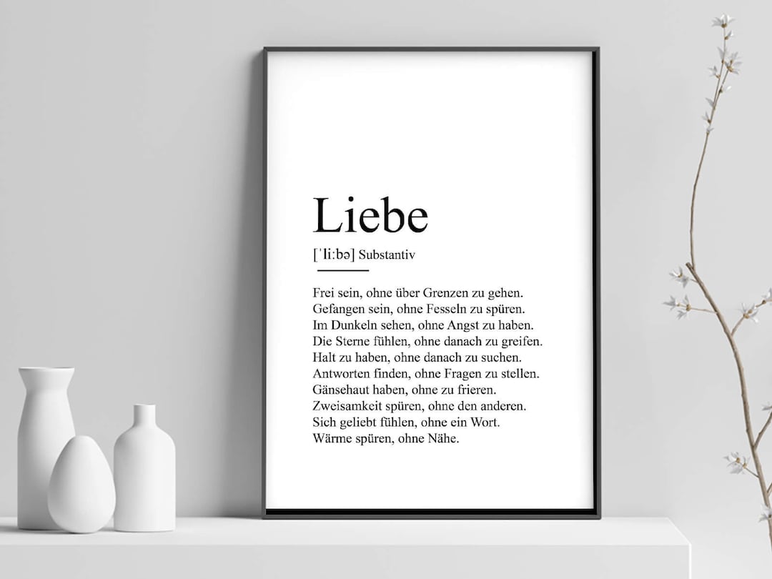 Poster "LIEBE" Definition | Jahrestag Valentinstag Geschenk Verlobung ...