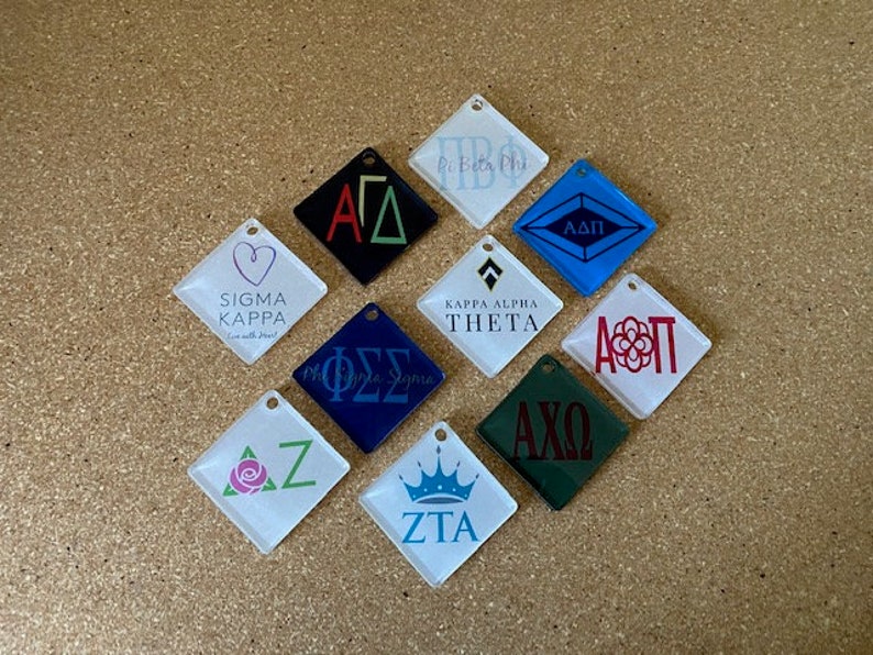 Zeta Tau Alpha/zta Sorority Diamond Shape Keychain/keyfob | Etsy