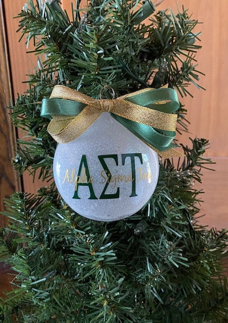 3" Alpha Sigma Tau Sorority Glitter Christmas Ornament - Etsy