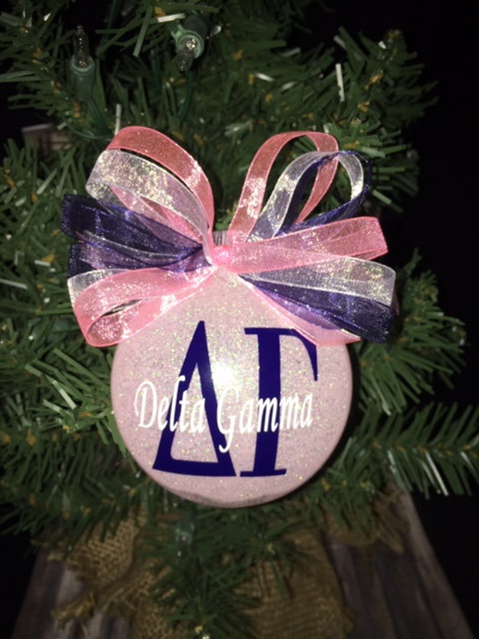 3" Delta Gamma Sorority Glitter Christmas Ornament - Big/little ...