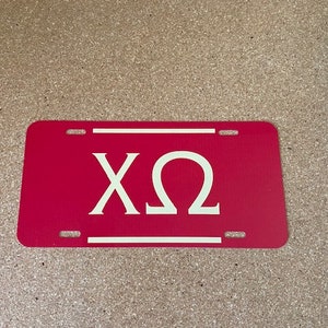 Chi Omega Aluminum Sorority License Plate/personalized Car Tag - Etsy