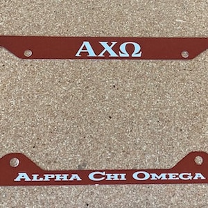 Alpha Chi Omega Sorority License Plate Frame - Etsy