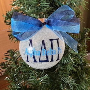 4" Alpha Delta Pi/adpi Sorority Glitter Christmas Ornament - Etsy