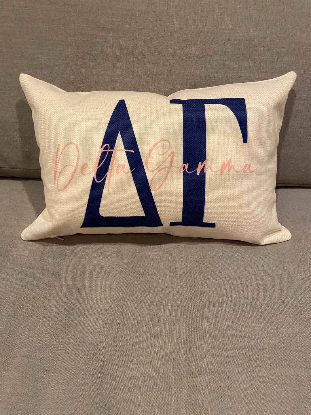 Delta Gamma Linen Pillow/delta Gamma Gift/delta Gamma Pillow/delta ...