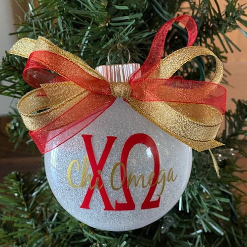 3 Chi Omega owl Sorority Glitter Christmas Ornament - Etsy