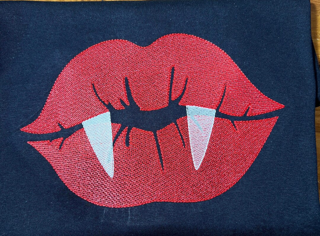 Halloween Embroidery Design for Sweatshirt, Vampire Lips Halloween ...