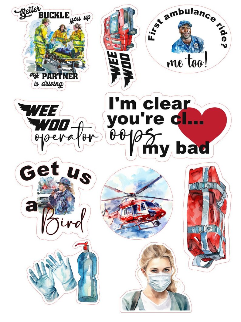 46 EMS Stickers, First Responder Decals, Gene Pool Life Guard ,humorous ...
