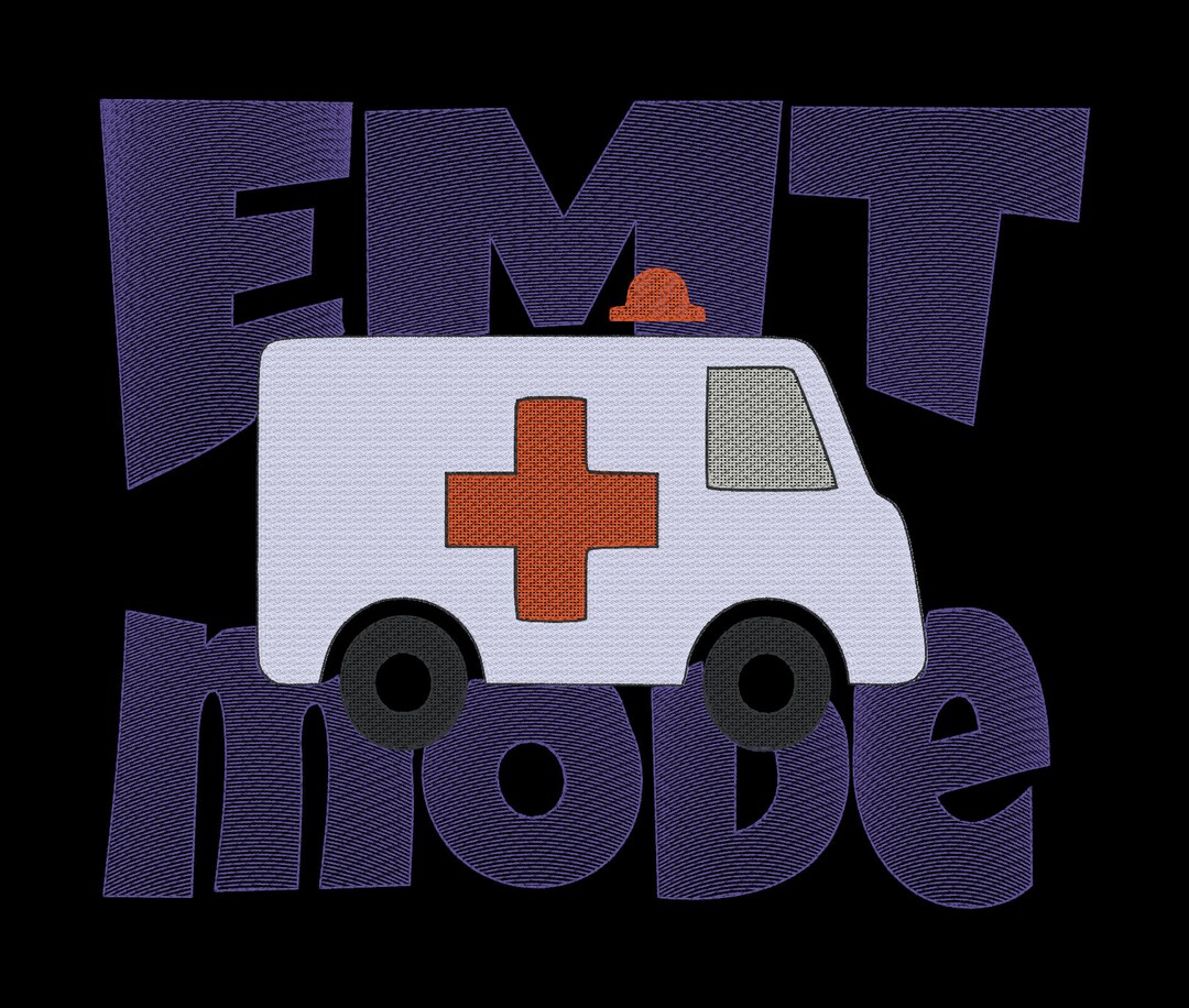 Emt Mode Embroidery Design, Ambulance Embroidery Design, Embroidery for ...