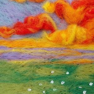 Needle Felted Sunset Wool Painting: Abstract Wall Art (17x19cm) - Etsy