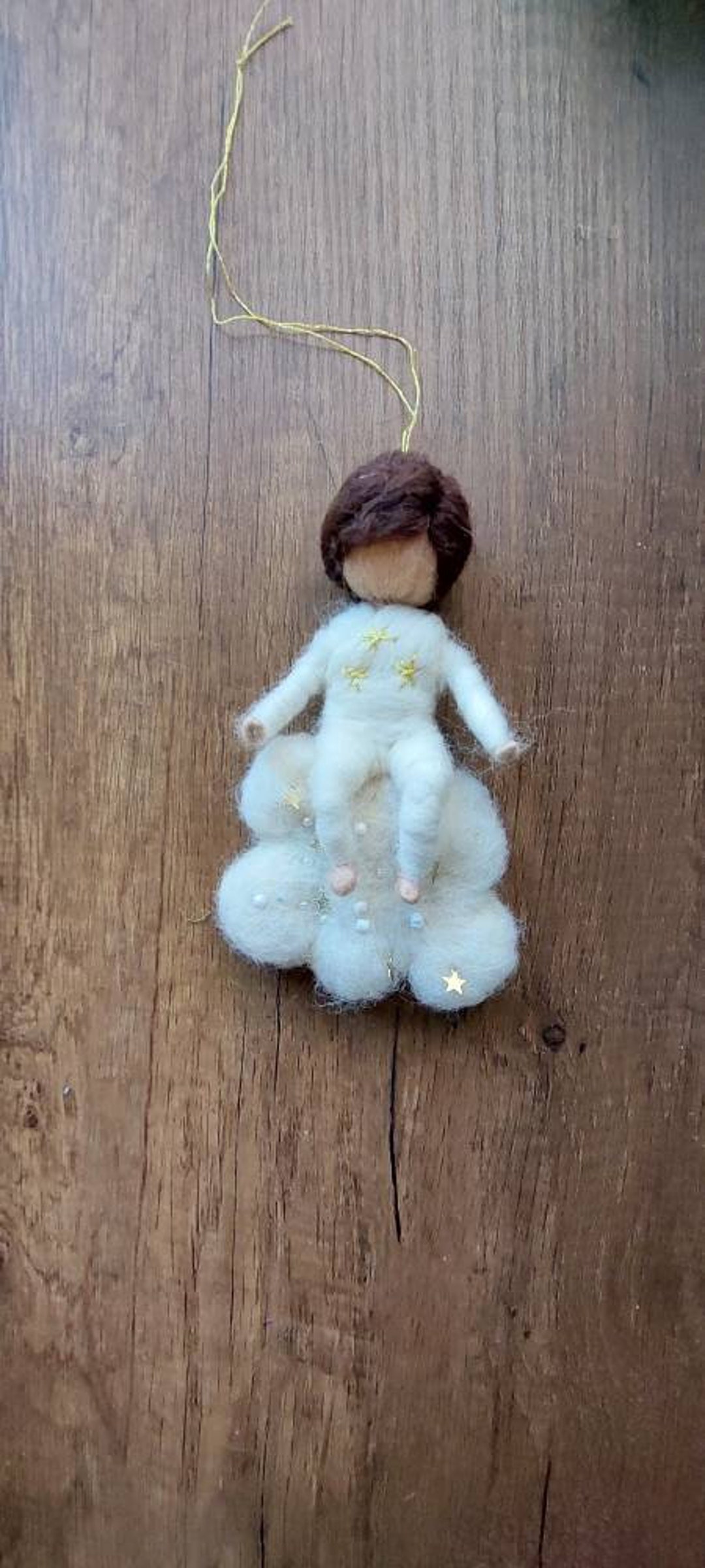 White Angel Boy Ornament, Grandchild Gift, Needle Felted Noel Art Gift ...