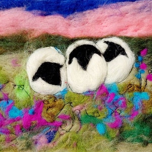 Abstract Sheep Felt Wall Art, Landscape Wool Painting, Nature Felted ...