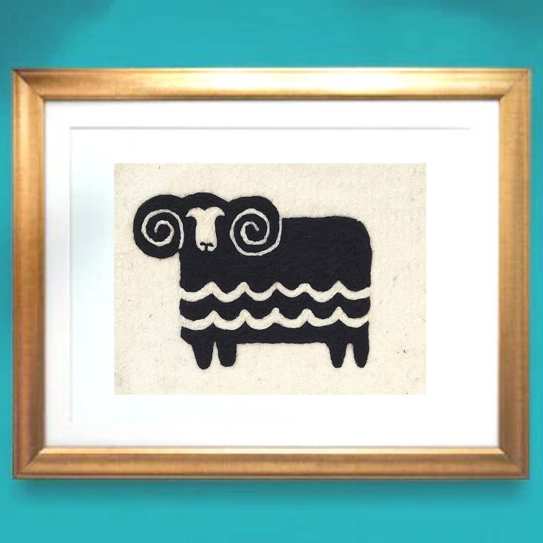 Original Sheep-ram Needle Felted Wool Painting, Aries Wool Art. - Etsy