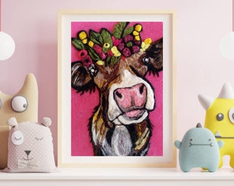 Cow Tapestry Painting - Etsy