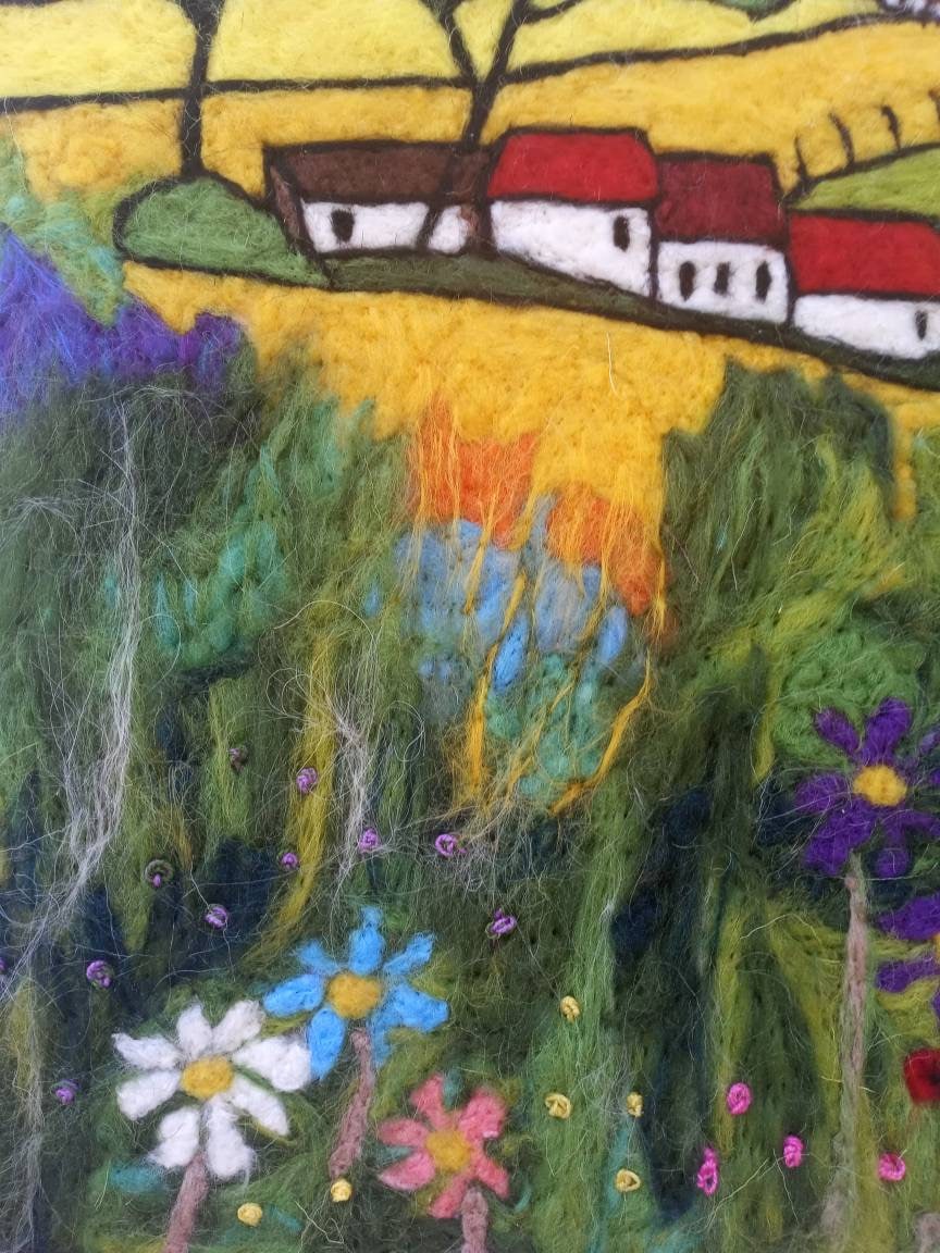 Italian Village Felt Art Wool Painting Felt Picture - Etsy