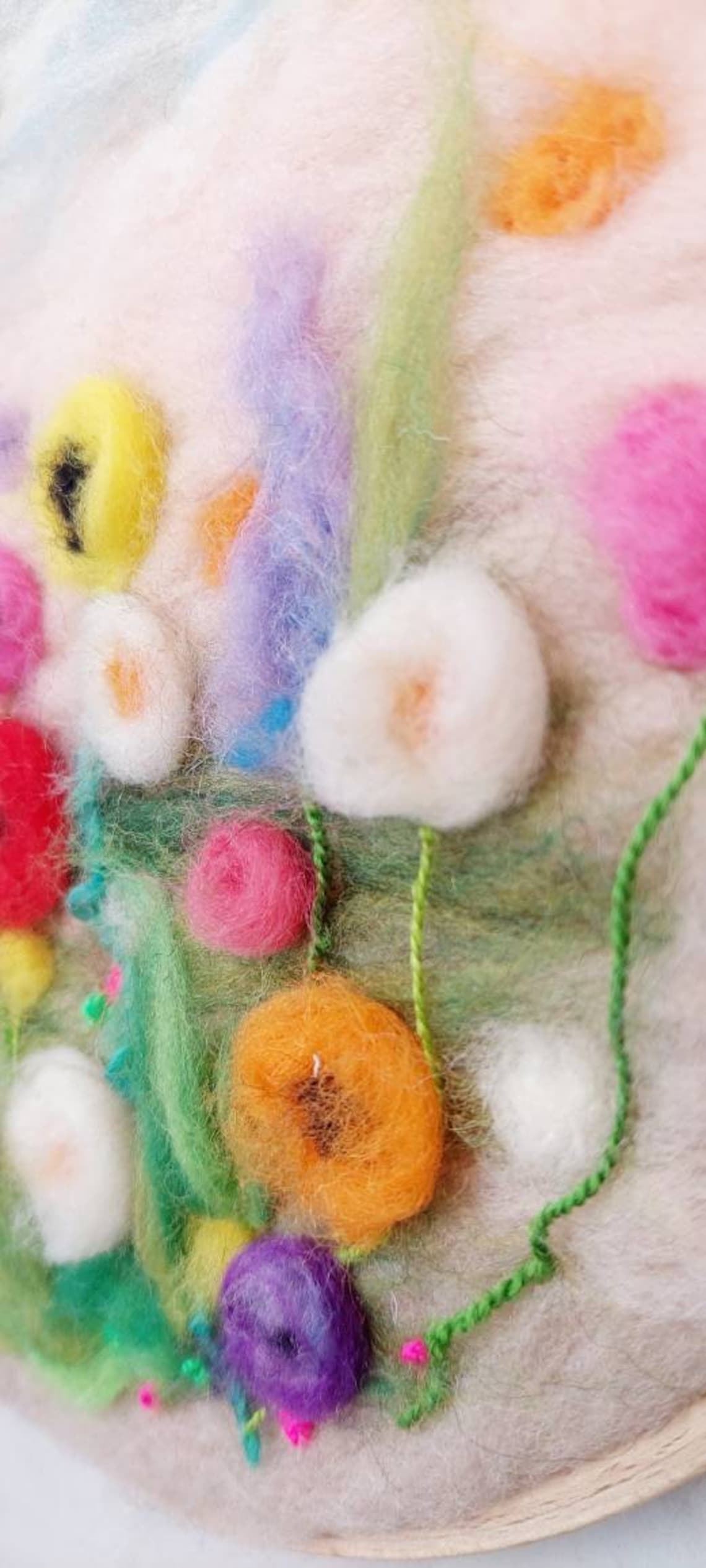 Wild Flowers Wool Painting Landscape Needle Felted Hoop Art - Etsy