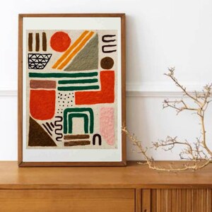 Modern Felt Wall Art, Urban Wool Painting, Earth Colors Wool Art ...