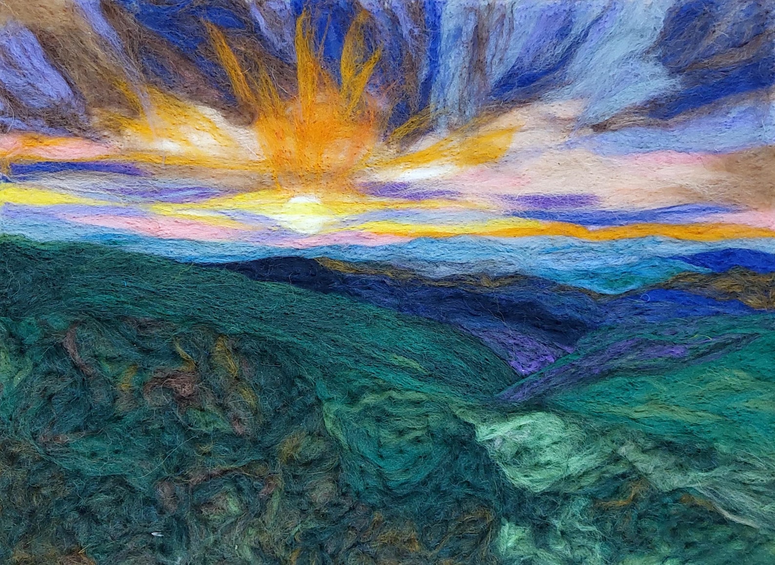 Colorful Felt Mountain Landscape Wall Art: Embroidered Wool Decor - Etsy