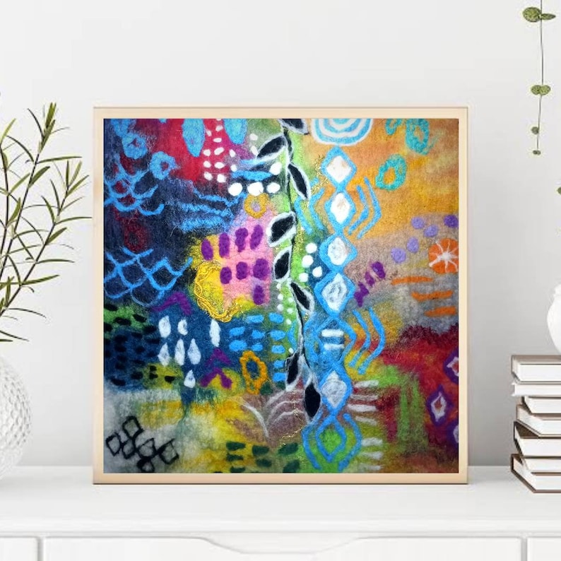 Colors wool Painting Abstract Felt Art Felted Wall Art | Etsy