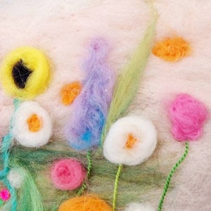 Wild Flowers Wool Painting Landscape Needle Felted Hoop Art, Botanical ...
