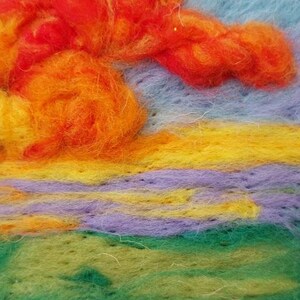 Needle Felted Sunset Wool Painting: Abstract Wall Art (17x19cm) - Etsy