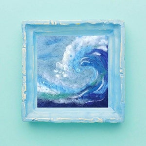 Ocean Wave Wool Painting: Abstract Needle Felted Art - Etsy