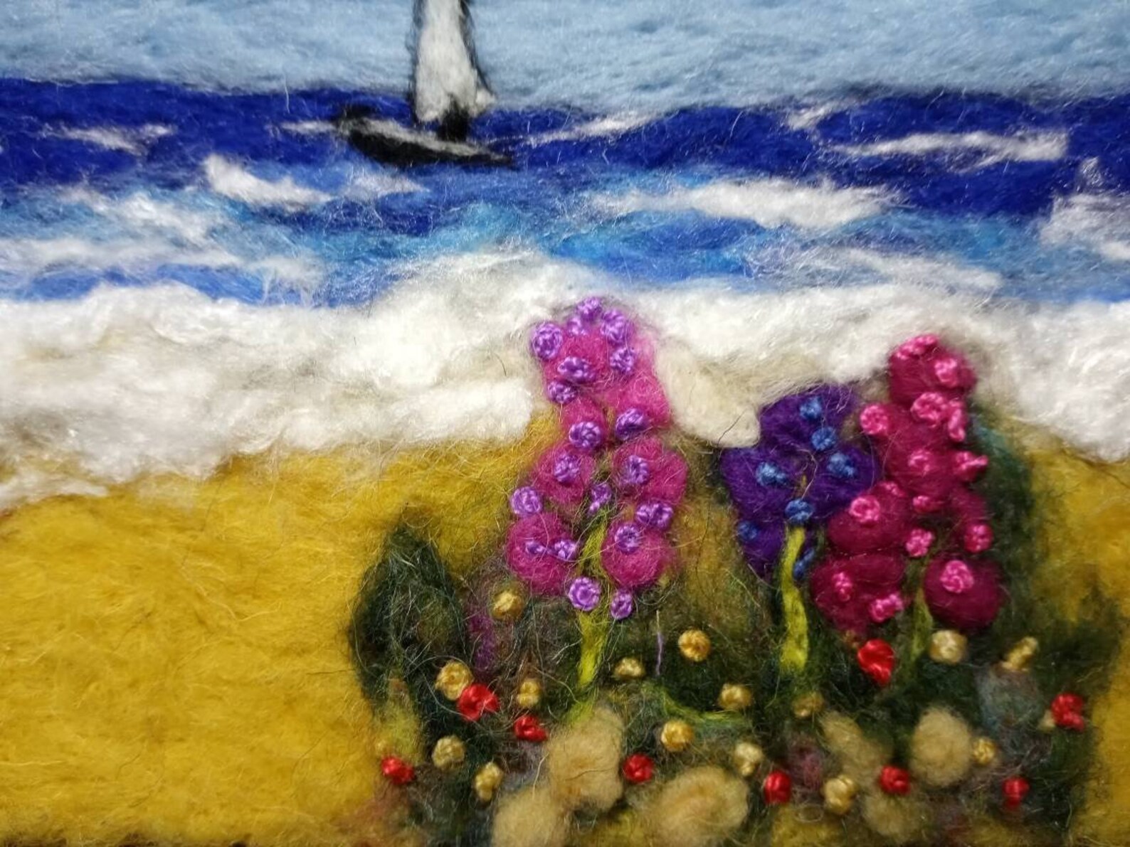 Ocean Felt Wall Art Wool Painting Mini Textle Art - Etsy