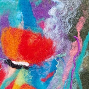 Red Poppy Original Abstract Wet Felted Wool Painting, Botanical ...