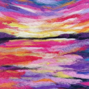 Sunset Wool Painting, Needle Felted Sunset Felt Painting, Felt Wall ...