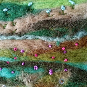 Original Wildflower Wool Painting: Embroidered Felt Landscape Art - Etsy