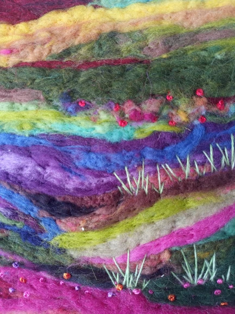 Landscape Wool Painting Needle Felted Fields Wool Wall Art - Etsy